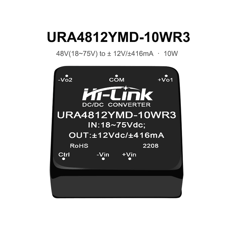 URA4812YMD-10WR3 48V to 12V 10W ±0.42 DC to DC Isolation Voltage ...