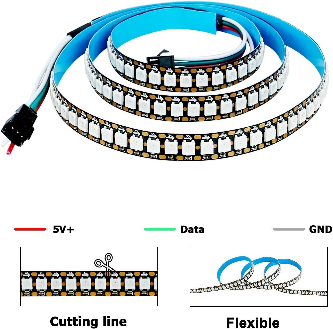 WS2812B Non-Waterproof 144 LED/M Addressable Pixel Strip for Arduino 1 ...